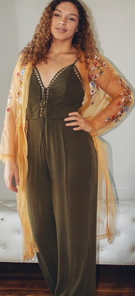 Sweaters | Nwt Mustard Sheer Floral Embroidered Duster | Poshmark